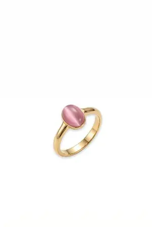 SEREE Halo Cat's Eye Cabochon Ring - Pink