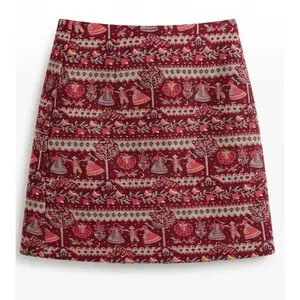 LOUCHE Aubin Heirloom Jacquard A-line Mini Skirt Wine - Red