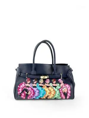 MAISON RUBAIYAT Bobbie Hand-painted Leather Structured Tote Bag – Moulin Rouge