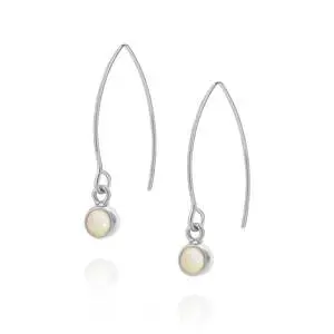 NELLOU JEWELLERY Ethiopian Opal Gem Dot Arc Earrings - Silver