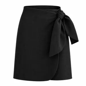 IDYLLO Linen Mini Wrap Skirt