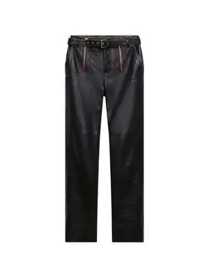 Marni Leather Trousers With Embroidered Inserts - Black