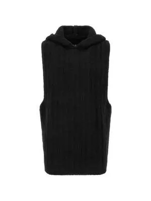 Rick Owens Ribbed Hooded Tank Top - Black
