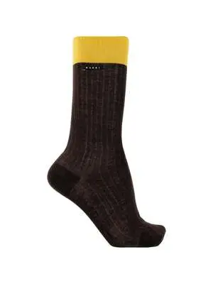 Marni Cotton Socks With Contrasting Cuffs - Brown