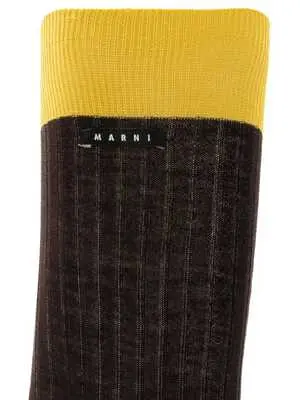 Marni Cotton Socks With Contrasting Cuffs - Brown