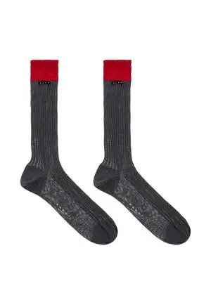 Marni Grey Cotton Socks With Contrasting Cuffs