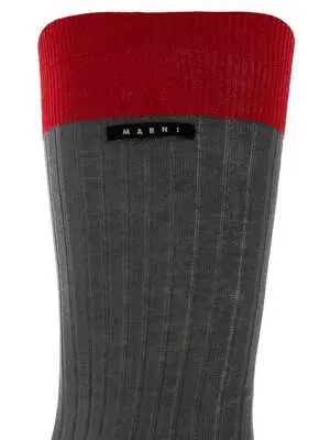 Marni Grey Cotton Socks With Contrasting Cuffs