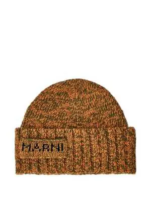 Marni Ribbed Knit Beanie With Embroidered Logo - Multicolor