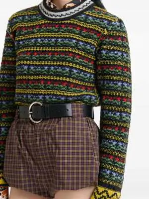 Marni Black Shetland Wool Sweater With Fair Isle Pattern