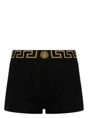 Versace High-waisted Boxers With Greek Print - Black