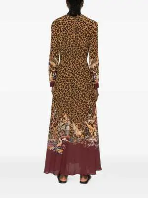 Etro Leopard-print Maxi Dress With Floral Trim