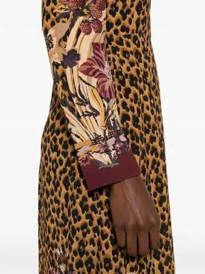 Etro Leopard-print Maxi Dress With Floral Trim