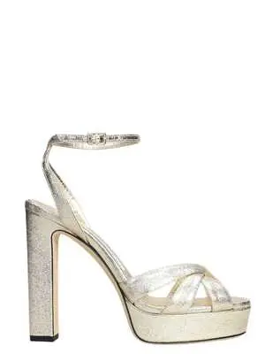 JIMMY CHOO Kove 120 Block-heel Sandals - Silver