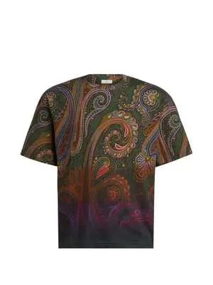 Etro Cotton Jersey T-shirt With A Shaded Paisley Pattern - Multicolor