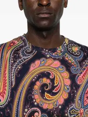 Etro Cotton Jersey T-shirt With A Shaded Paisley Pattern