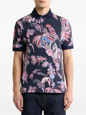 Etro Palm And Parrot Print Polo Shirt