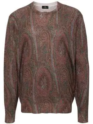 Etro Jacquard Sweater With Paisley Motif - Brown
