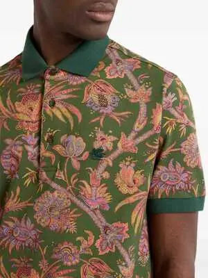 Etro Cotton Piqué Polo Shirt With Paisley Floral Motif - Multicolor
