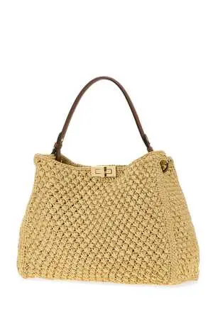 Fendi Raffia Large Way Shopping Bag - Brown