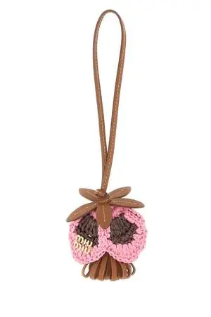 Miu Miu Leather And Raffia Charm