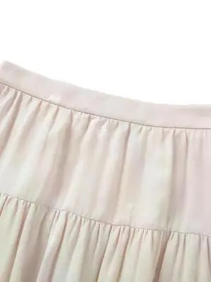 Shanghai Tang Tiered Silk Midi Skirt - Pink