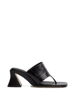 MIISTA Crinkled-leather Heeled Sandals - Black