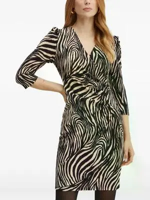 MORGAN Zebra-print Ruched Mini Dress