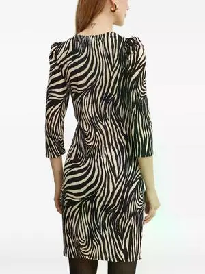 MORGAN Zebra-print Ruched Mini Dress