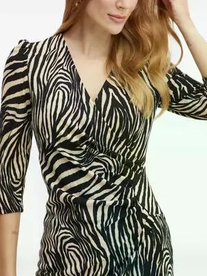 MORGAN Zebra-print Ruched Mini Dress