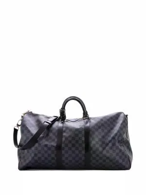 LOUIS VUITTON Keepall Bandouliere Bag Damier Graphite 55 Travel Bag - Black