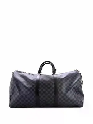 LOUIS VUITTON Keepall Bandouliere Bag Damier Graphite 55 Travel Bag