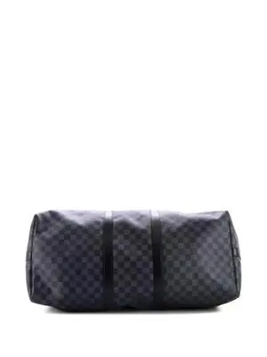 LOUIS VUITTON Keepall Bandouliere Bag Damier Graphite 55 Travel Bag - Black