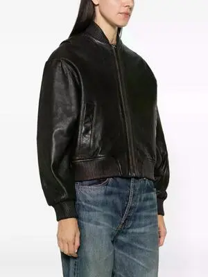 SOLOTRE Ribbed-trim Leather Jacket