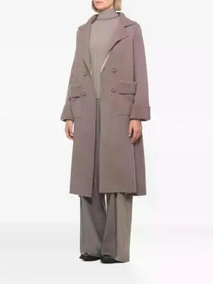 D.exterior Ribbed-trim Double-breasted Coat