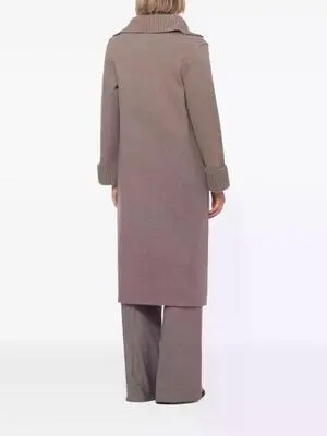 D.exterior Ribbed-trim Double-breasted Coat
