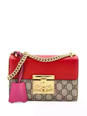 Gucci Padlock Shoulder Bag Gg Coated Canvas And Leather Small Crossbody Bag - Red