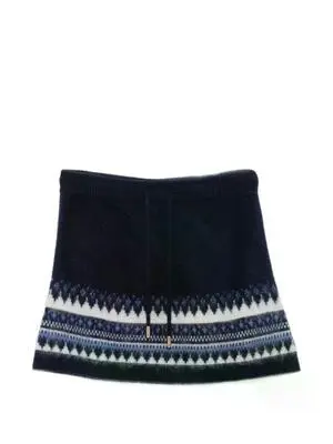 Maje Fair Isle-patterned Knitted Short Skirt - Blue