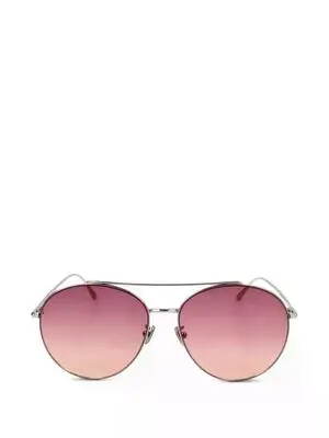 TOM FORD Cleo Pilot-frame Double-bridge Sunglasses - Silver