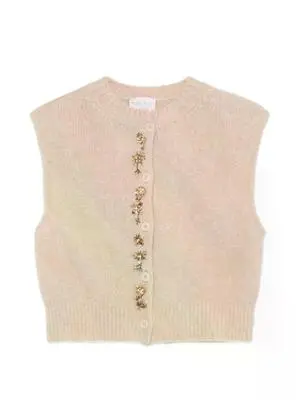 FORTE_FORTE Embellished Knitted Gilet Neutrals