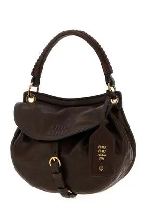 Miu Miu Dark Nappa Leather Rendez-vous Handbag - Brown