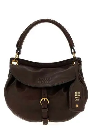 Miu Miu Dark Nappa Leather Rendez-vous Handbag - Brown