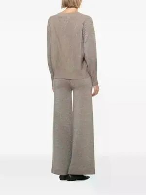 D.exterior Chevron-ribbed V-neck Sweater