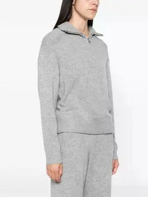 Maje Quarter-zip Knitted Sweater - Grey