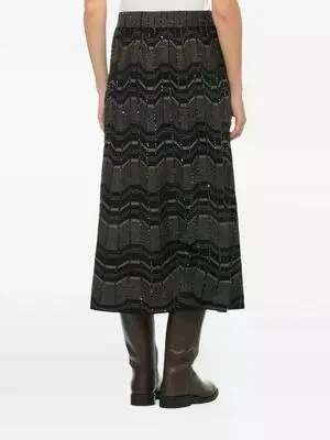 D.exterior Sequin-embellished Geometric-pattern Midi Skirt