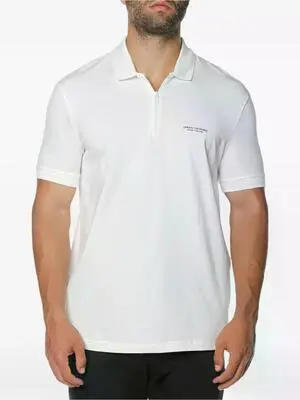 Armani Exchange Logo-print Zip-fastening Polo Shirt - White