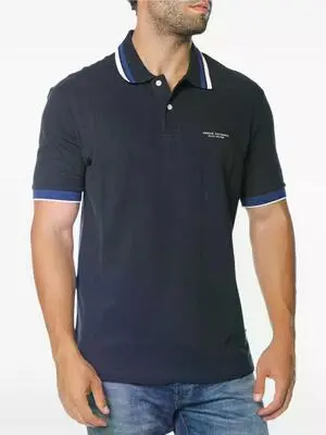 Armani Exchange Logo-print Tipped Polo Shirt - Blue