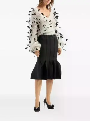 GENNY Feather-embellished Wrap Sweater