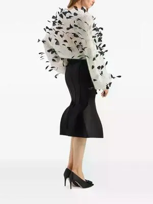 GENNY Feather-embellished Wrap Sweater