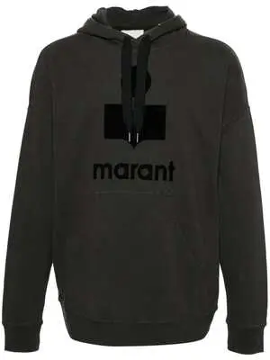 Isabel Marant Étoile Marant Miley Flocked-logo Hoodie - Black