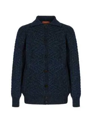 Missoni Oversized Wool-blend Cardigan With Alpaca Inserts - Blue